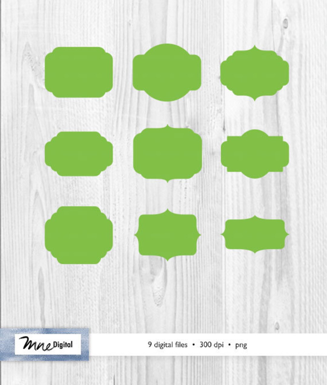 Green Digital Frames, Lime Green Digital Frames, Printable Green Frames ...