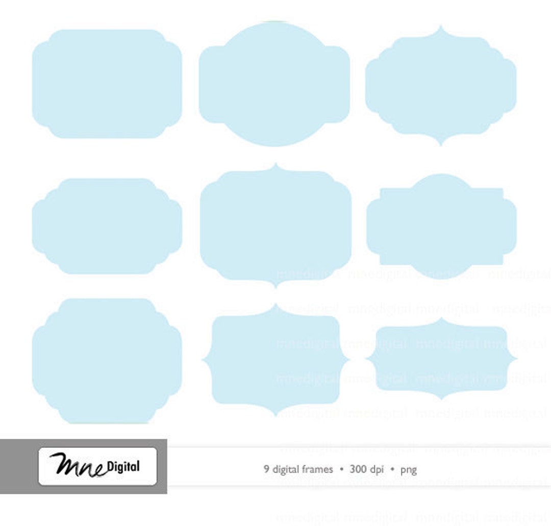 Digital Blue Frames Printable Instant Digital Download PNG - Etsy