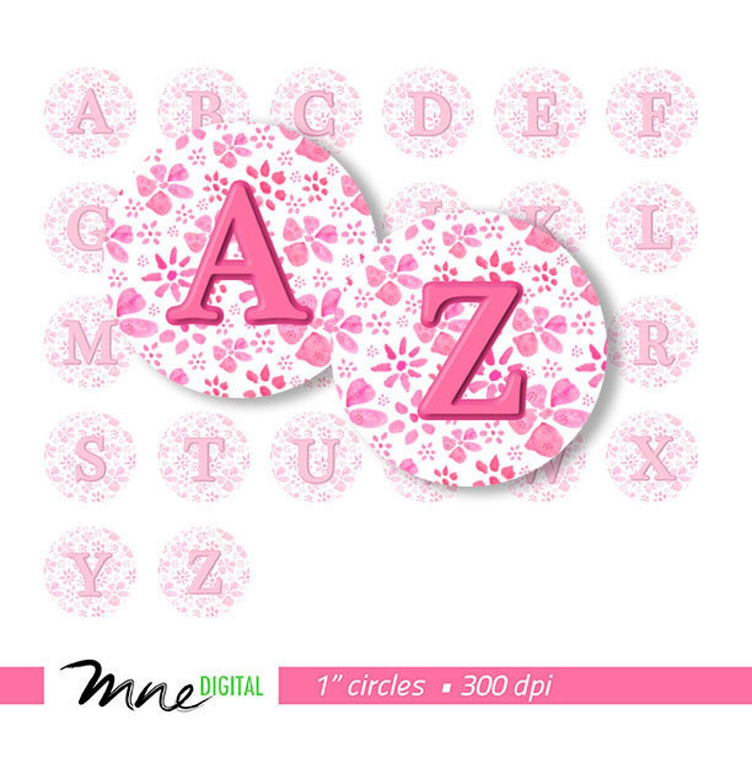 Digital Alphabet Pink Circles 1 Inch - Etsy