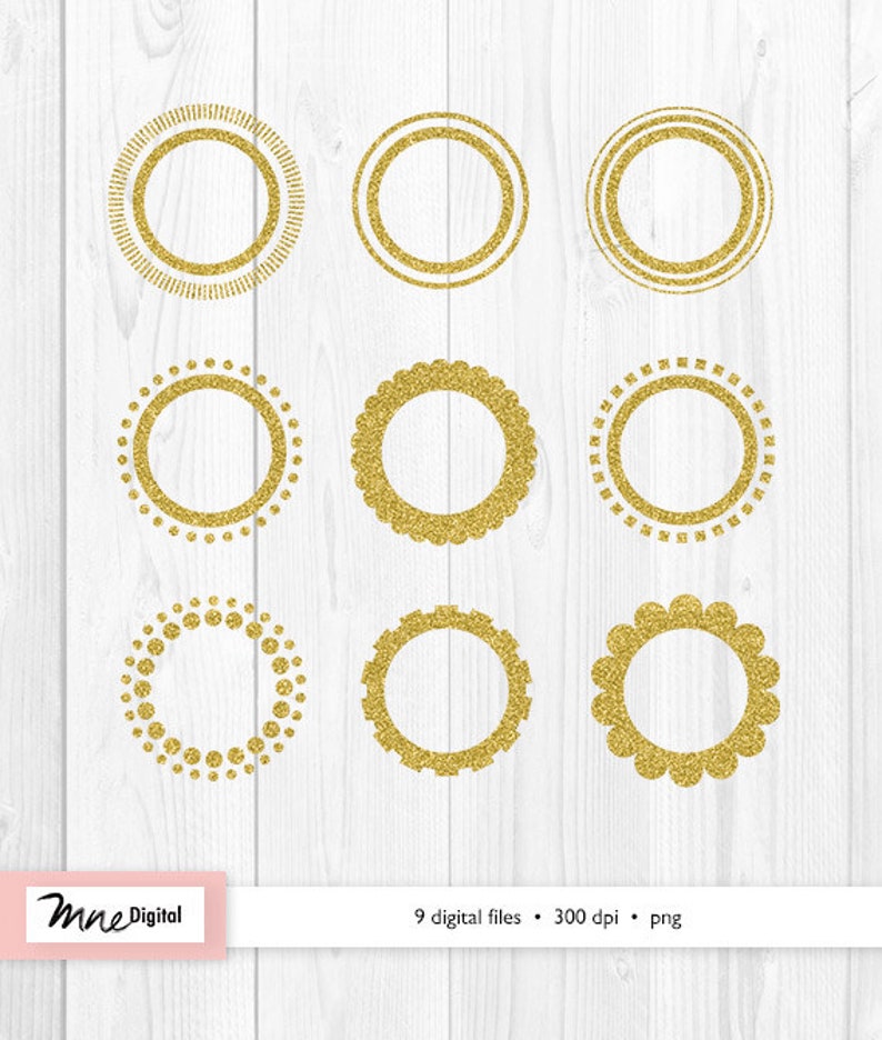Digital Gold Glitter Circle Shape Frames Instant Digital Download PNG ...