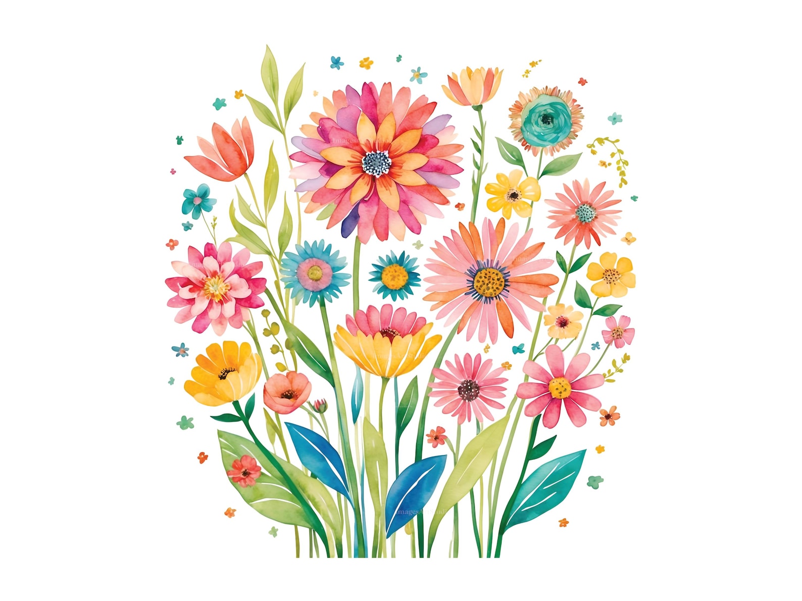 8 Flowers Clipart, Artsy Clipart Flowers, Colorful Flowers Clip Art ...