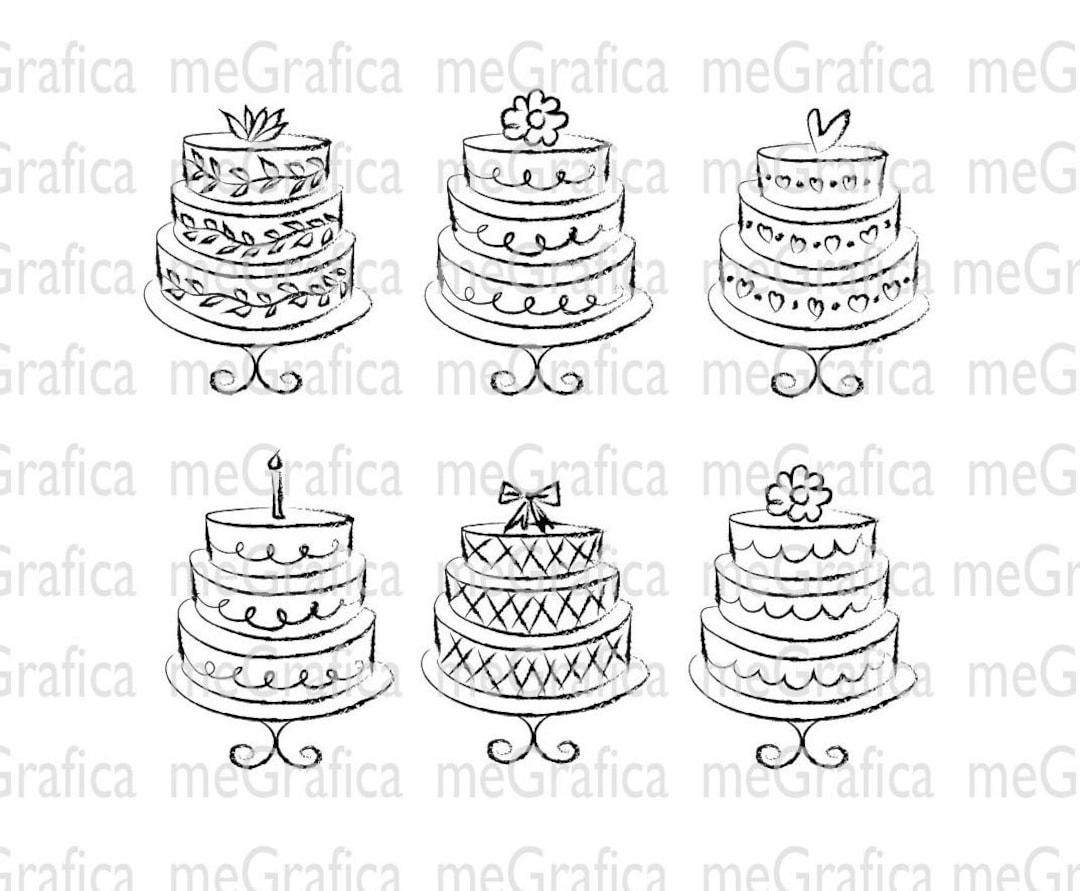 Cake Png Bundle, Cake Doodle Art, Instant Download, Digital Cakes ...