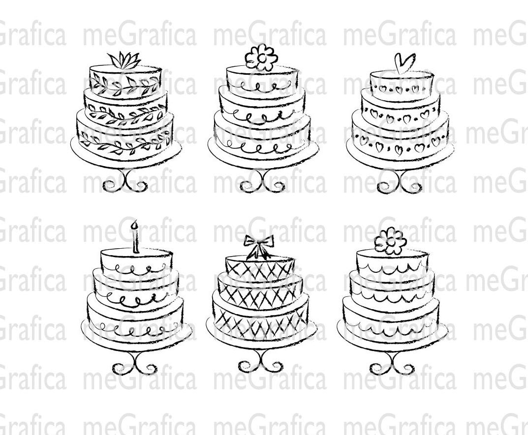 Cake Png Bundle, Cake Doodle Art, Instant Download, Digital Cakes ...