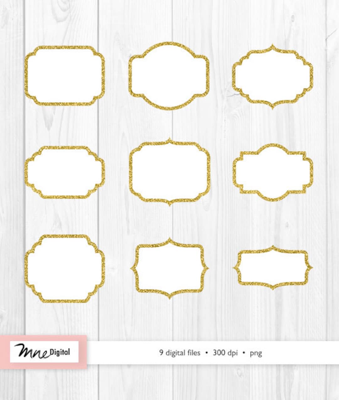 Digital Gold Glitter Frames, Gold Transparent Frames, Solid Gold ...