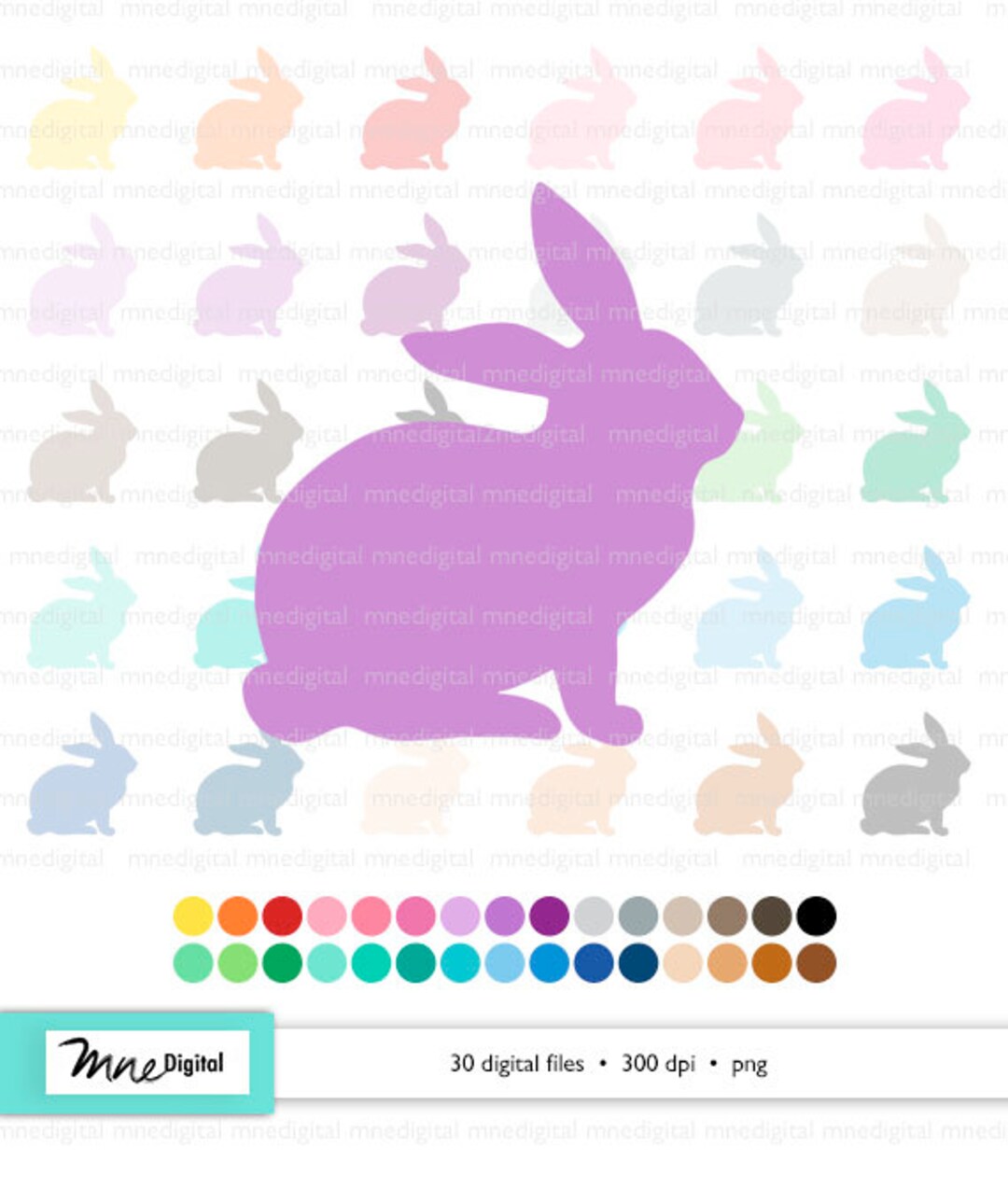 Digital Rabbit, Digital Bunny, Rabbit Png, Rabbit Rainbow Pack, Rabbit ...
