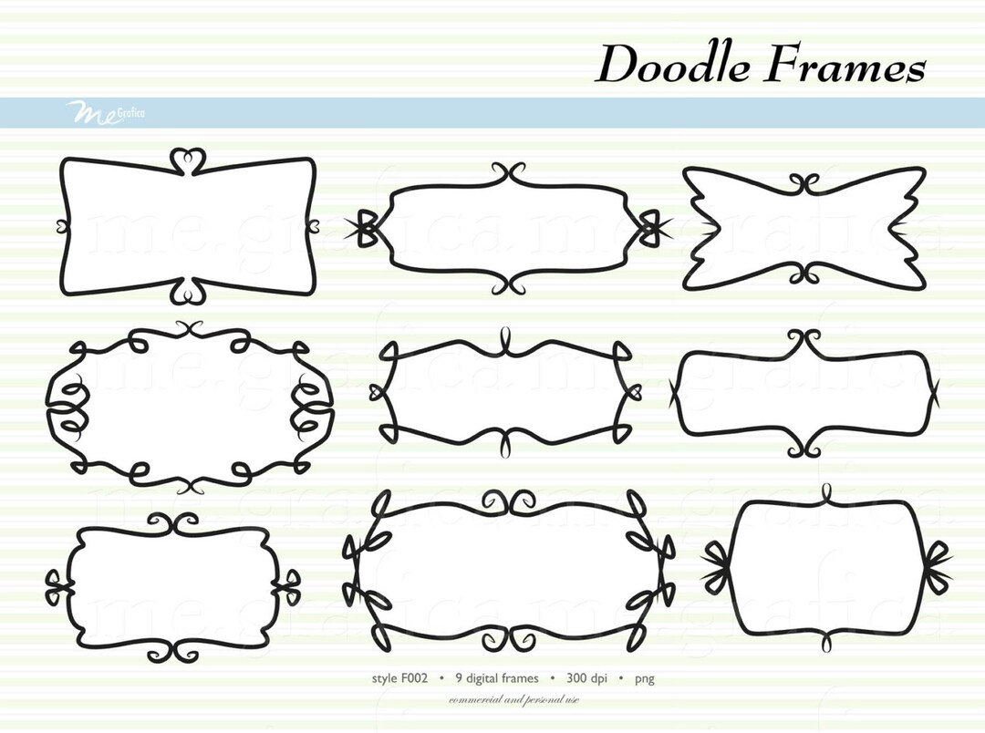 Digital Frames Instant Download Doodle Scroll Clip Art Scrapbook Web ...
