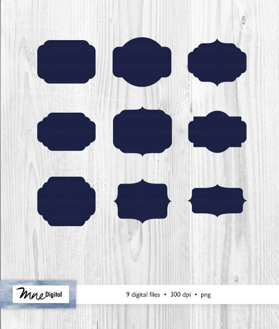 Dark Blue Digital Frames, Blue Digital Frames, Printable Blue Frames ...