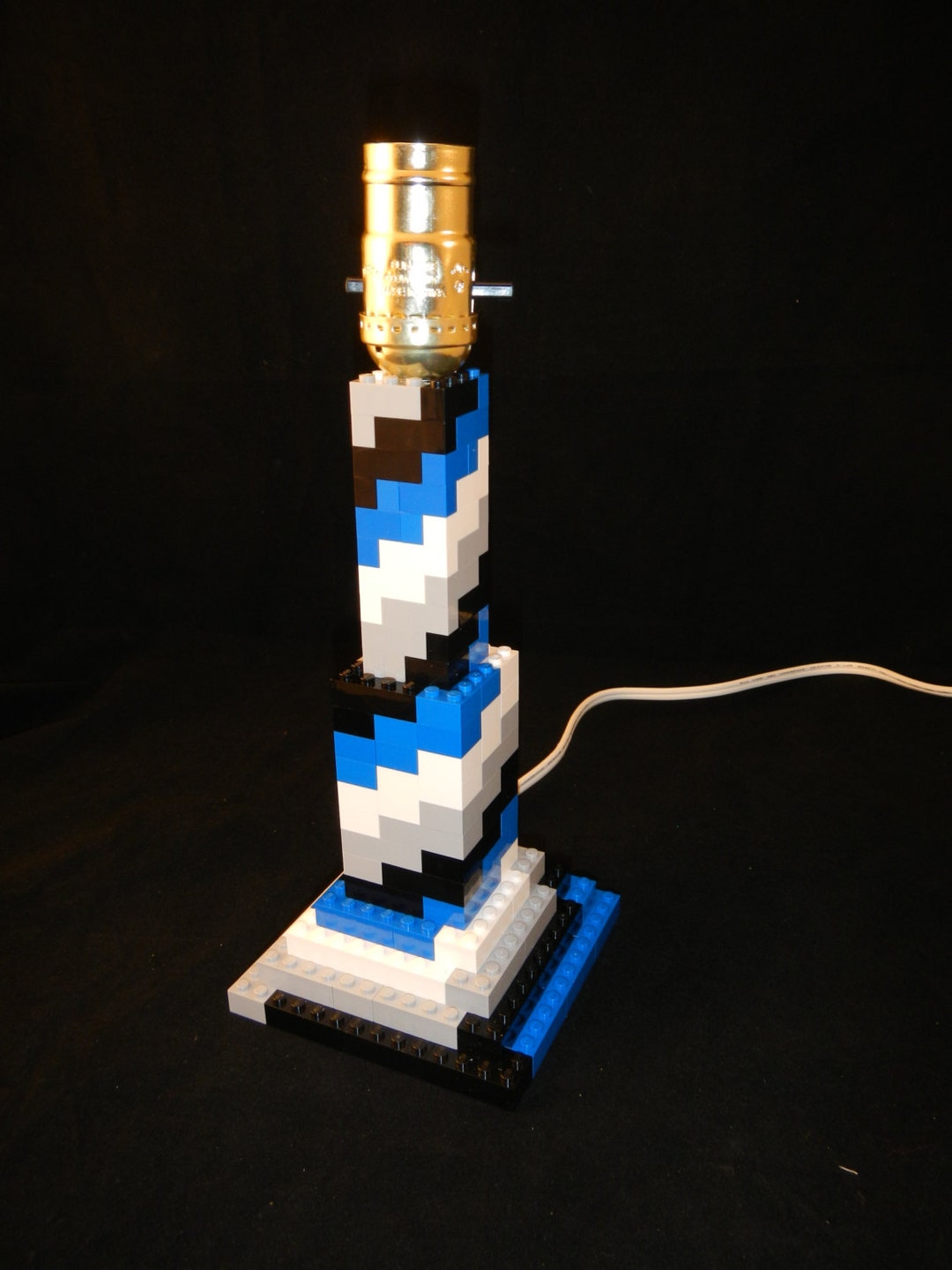 Blue, Black, White and Gray Spiral Stick Lamp Made of LEGO® Elements - Etsy