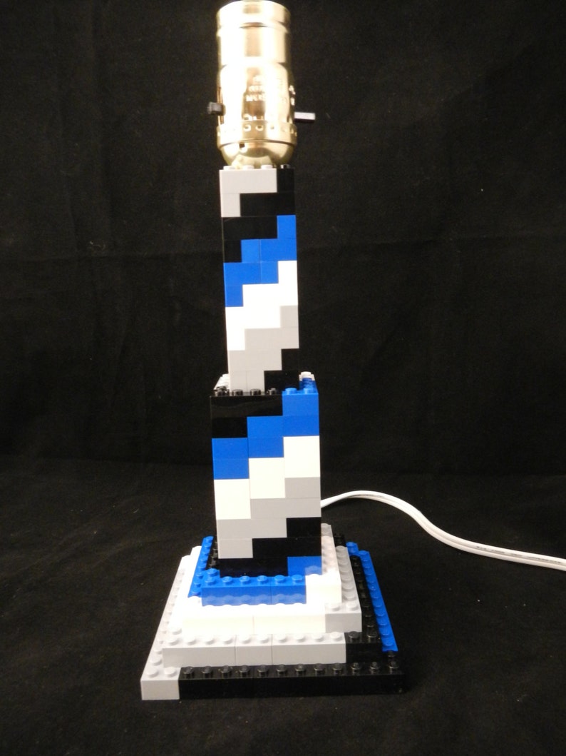 Blue, Black, White and Gray Spiral Stick Lamp Made of LEGO® Elements - Etsy