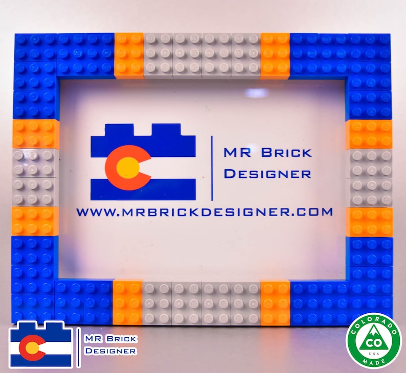 5x7 Blue Gray and Orange Picture Frame Made From LEGO® - Etsy