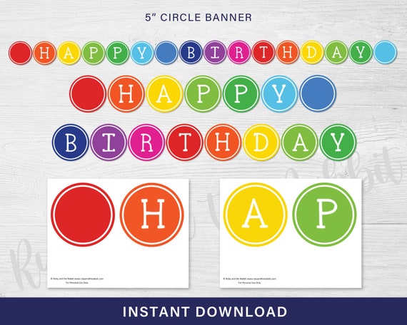 Rainbow Happy Birthday Banner Rainbow Party Happy Birthday | Etsy