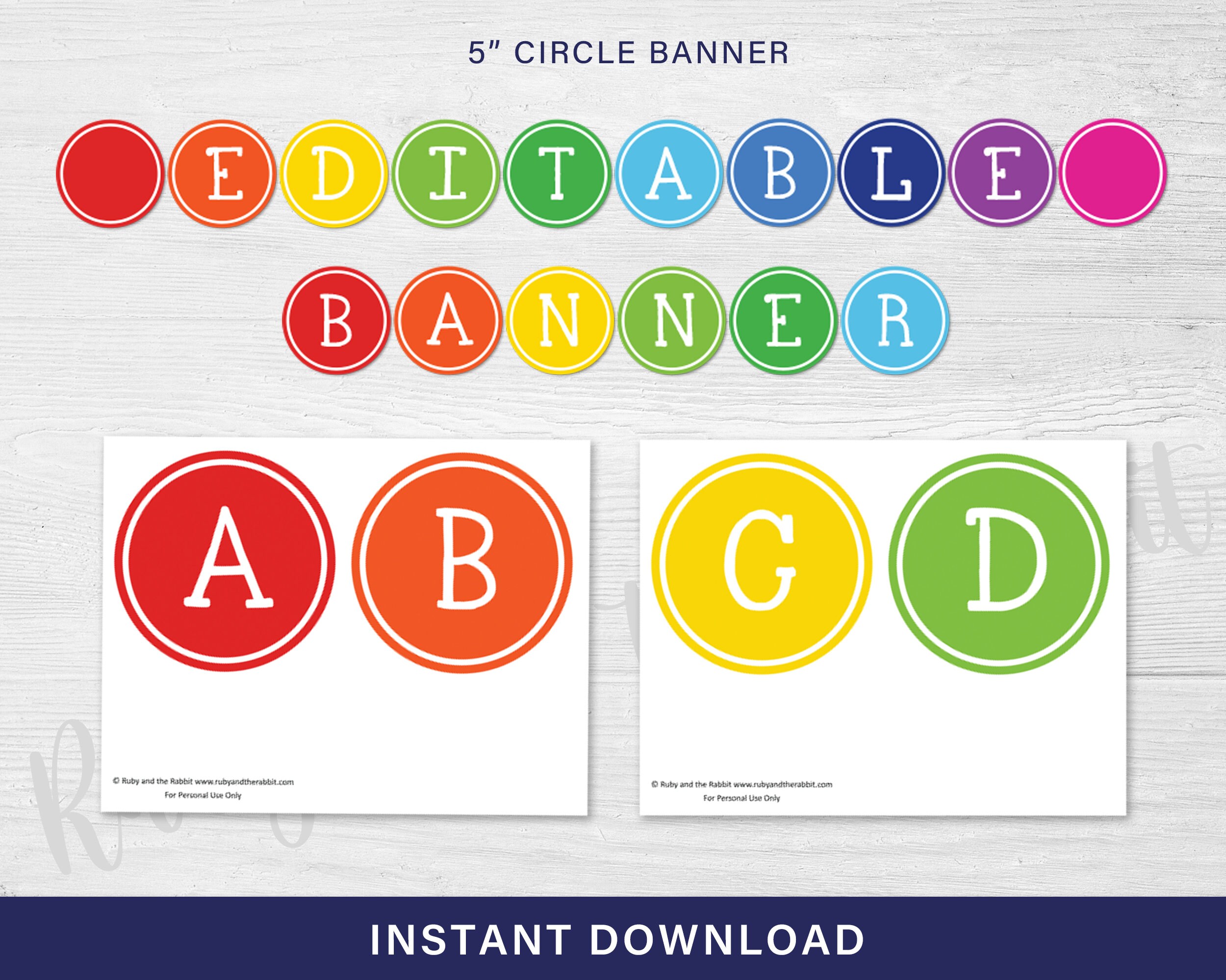 Rainbow Party Banner Editable Rainbow Banner Happy Birthday Banner ...