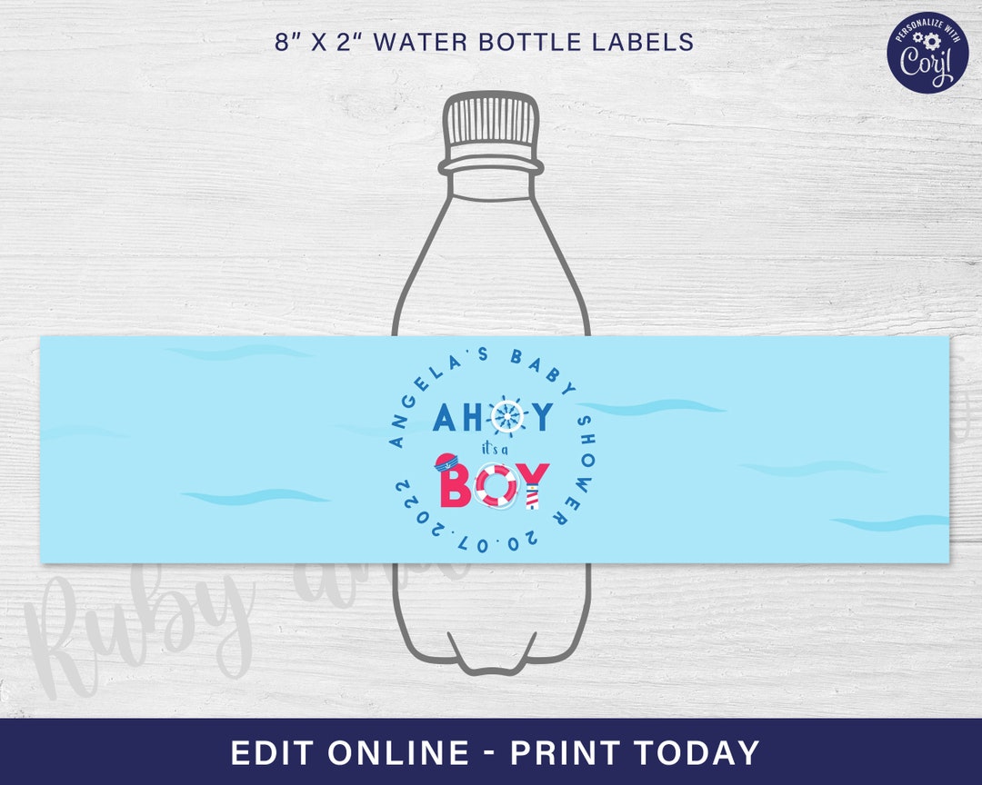 Ahoy It's a Boy Water Bottle Labels for a Nautical Theme - Etsy
