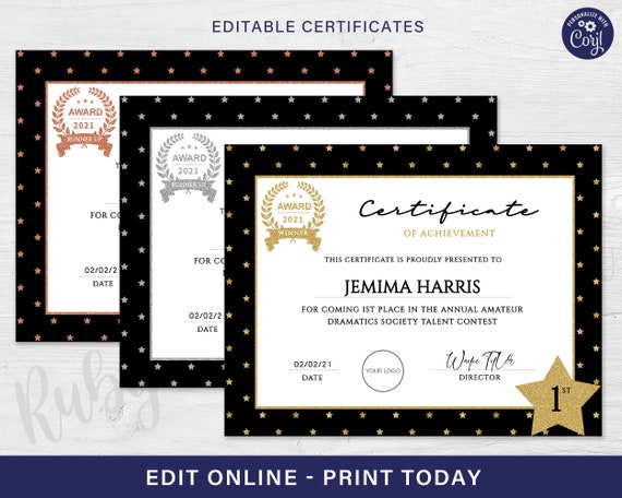 1st Prize Certificate Template