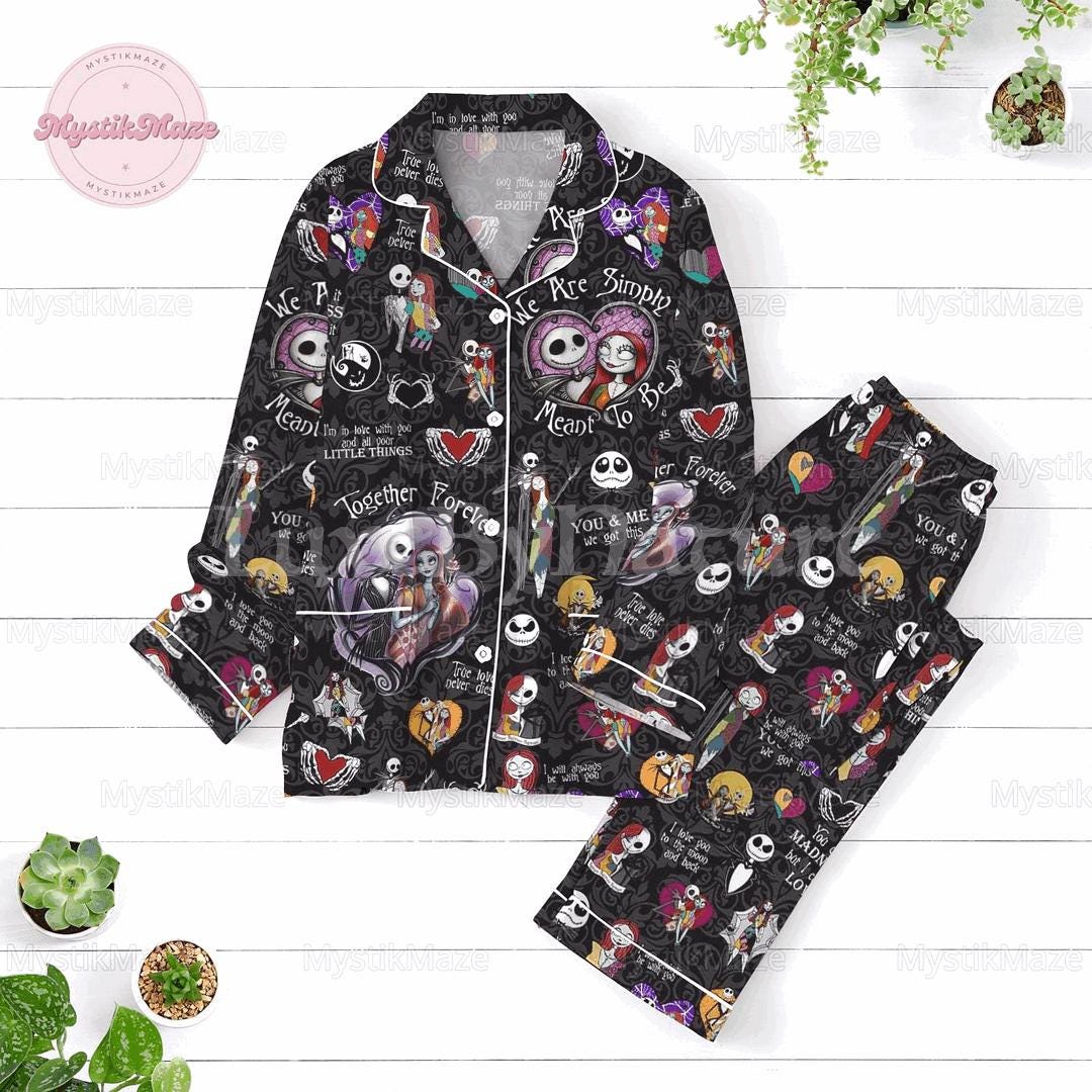 Jack and Sally Pajamas Set, Nightmare Before Christmas Sleepwear ...