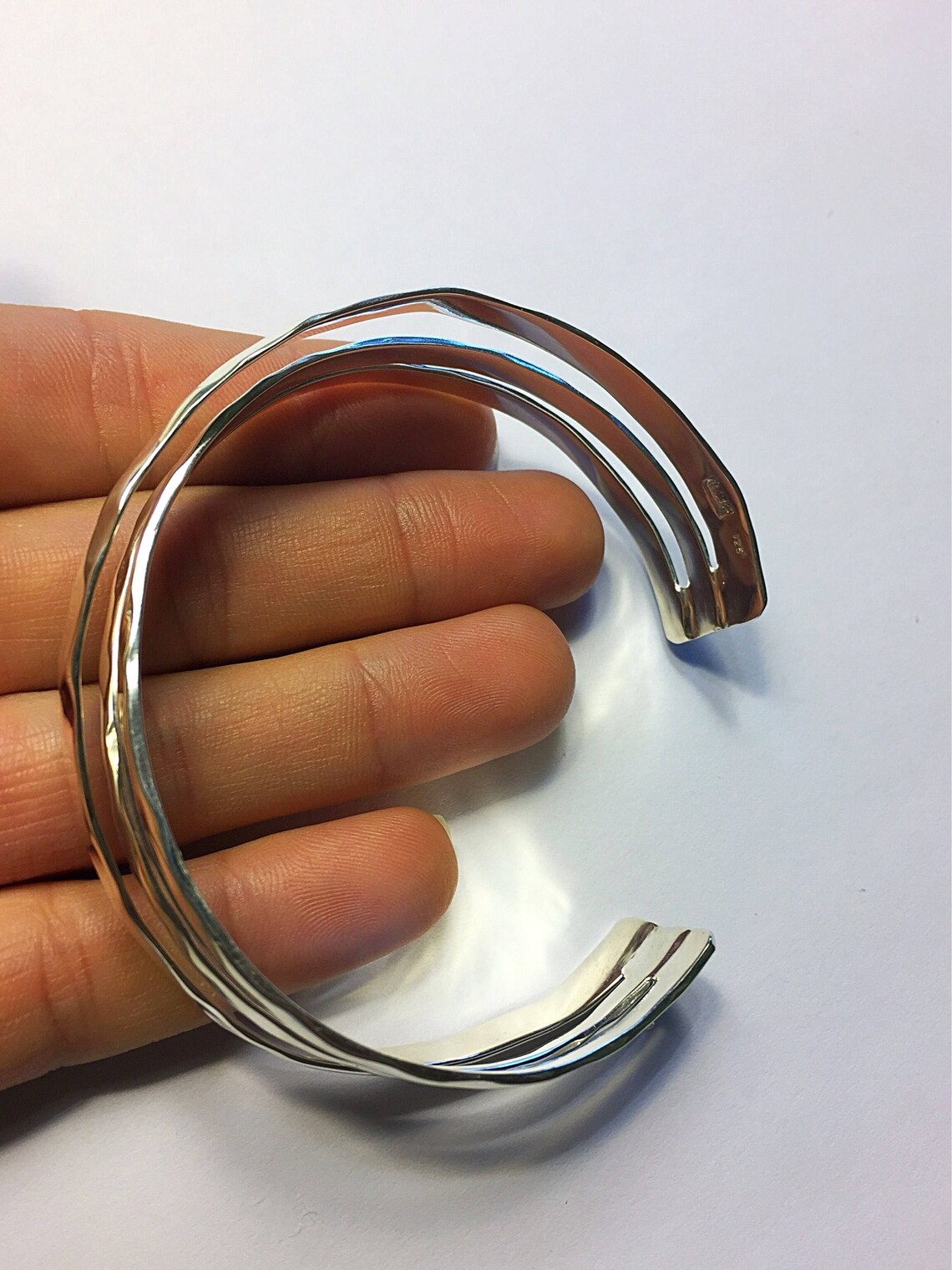 Sterling Silver Textured Triple Bar Cuff Barcelet - Etsy