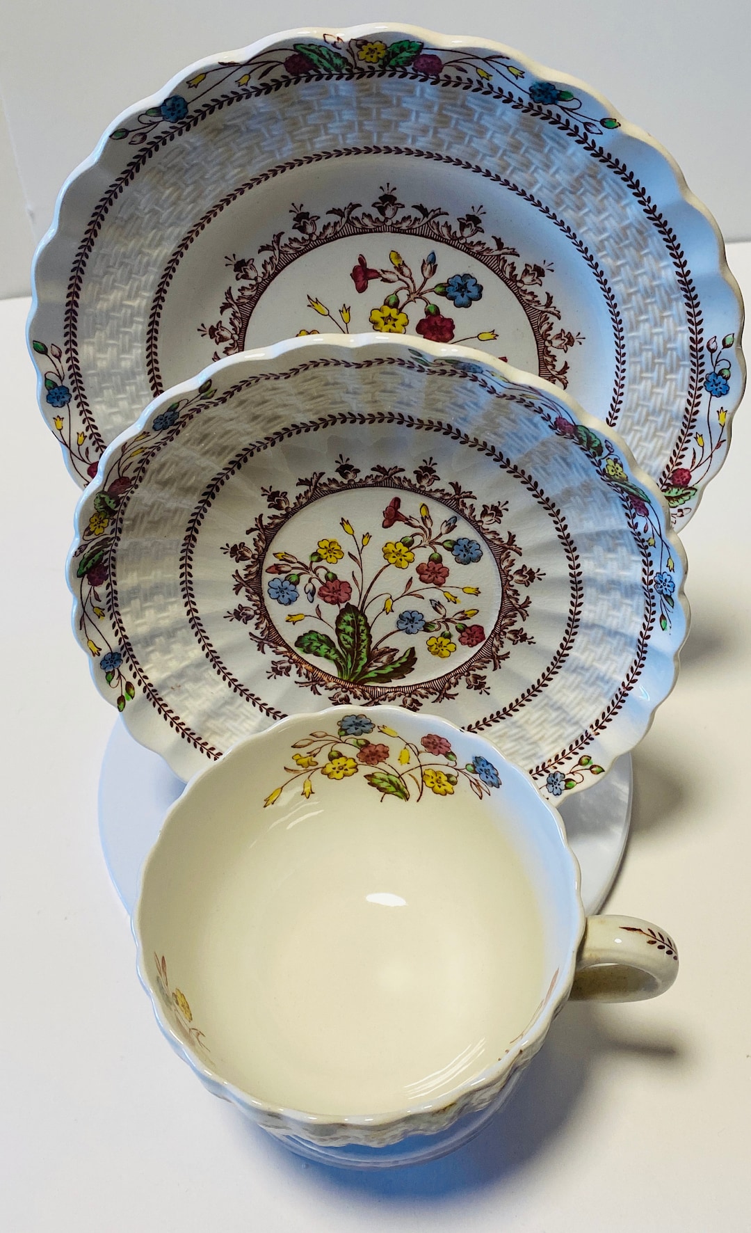 Spode Copeland England S713 Pattern Spode's Cowslip TRIO Set Cup Saucer ...