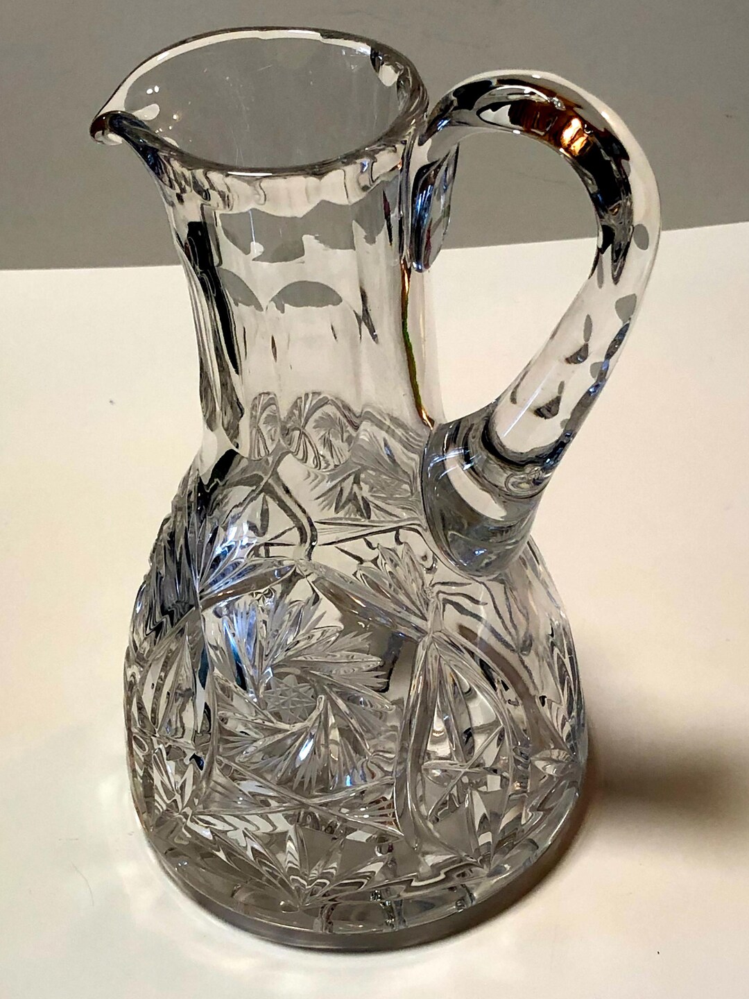 Vintage Lead Crystal Pitcher Handle Etched German Crystal - Etsy