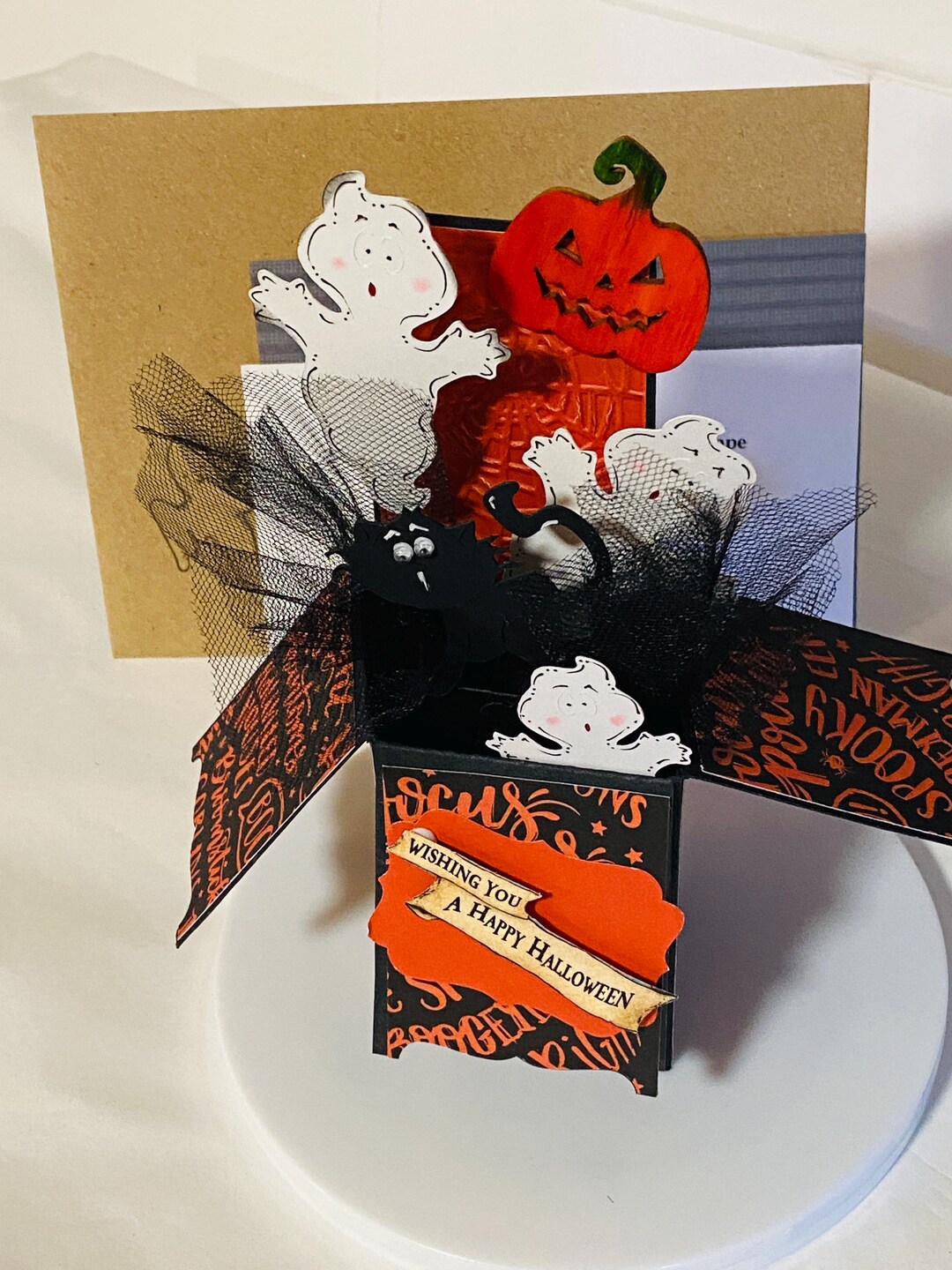 Halloween Pop up Box Card "wishing You A Happy Halloween" BOO! Ghosts ...