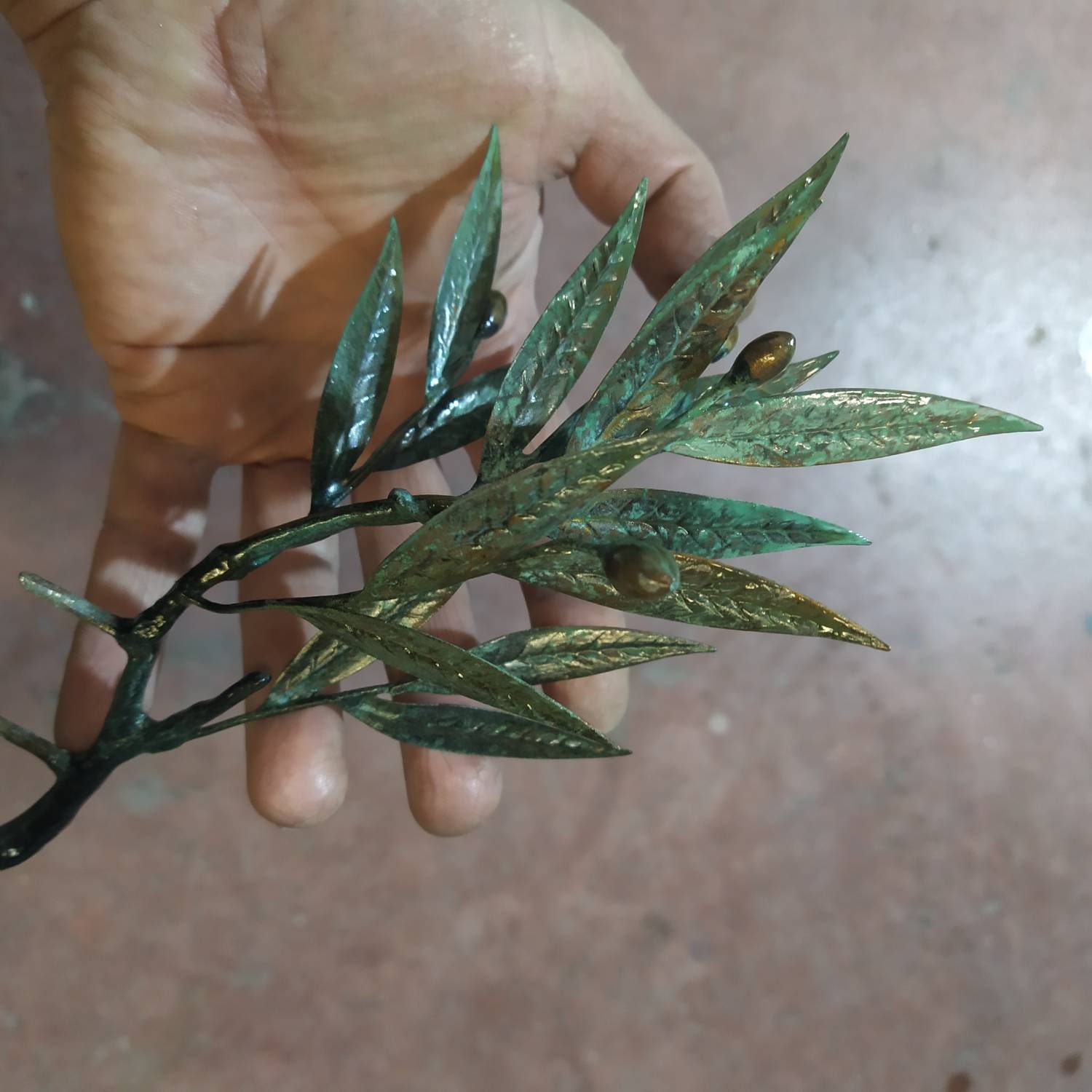 Bronze casting olive branch on marble base | Etsy