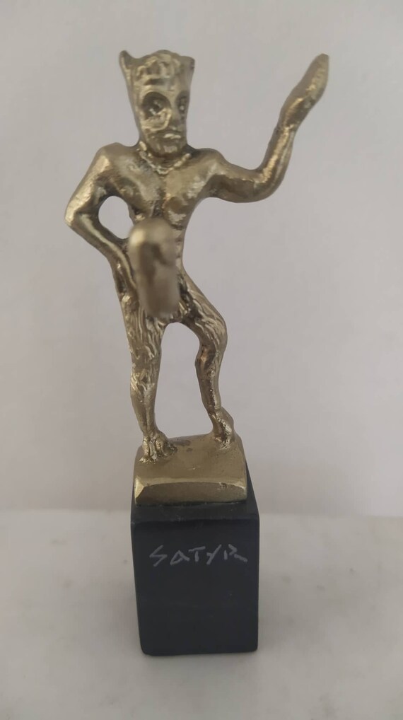 Bronze Handmade Satyr on Marble Base | Etsy
