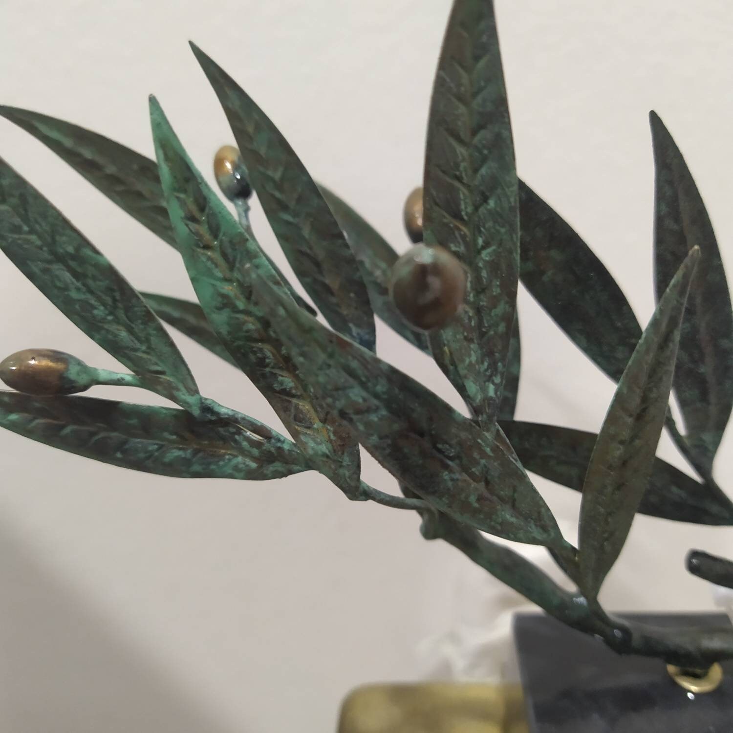 Bronze casting olive branch on marble base | Etsy