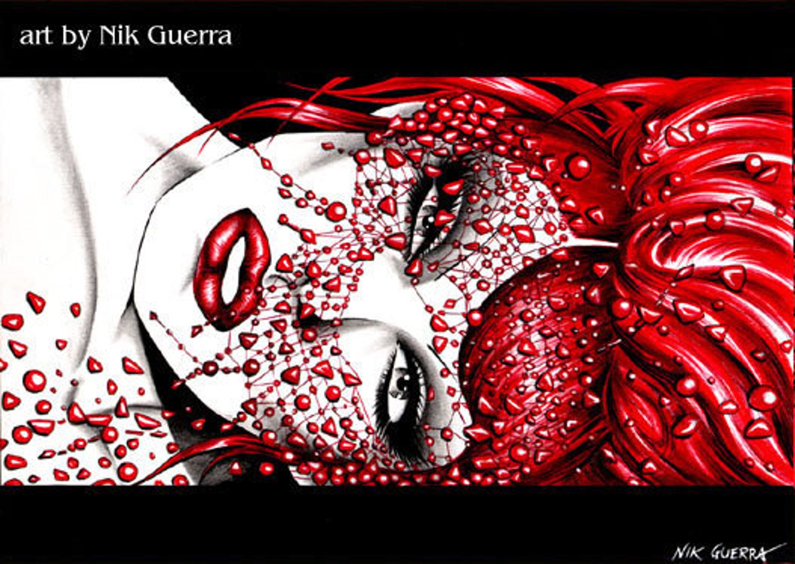 Original Nik Guerra Art Illustration / Magenta / Mixed Media / - Etsy