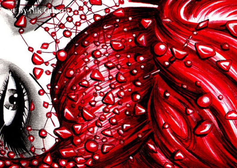 Original Nik Guerra Art Illustration / Magenta / Mixed Media / - Etsy