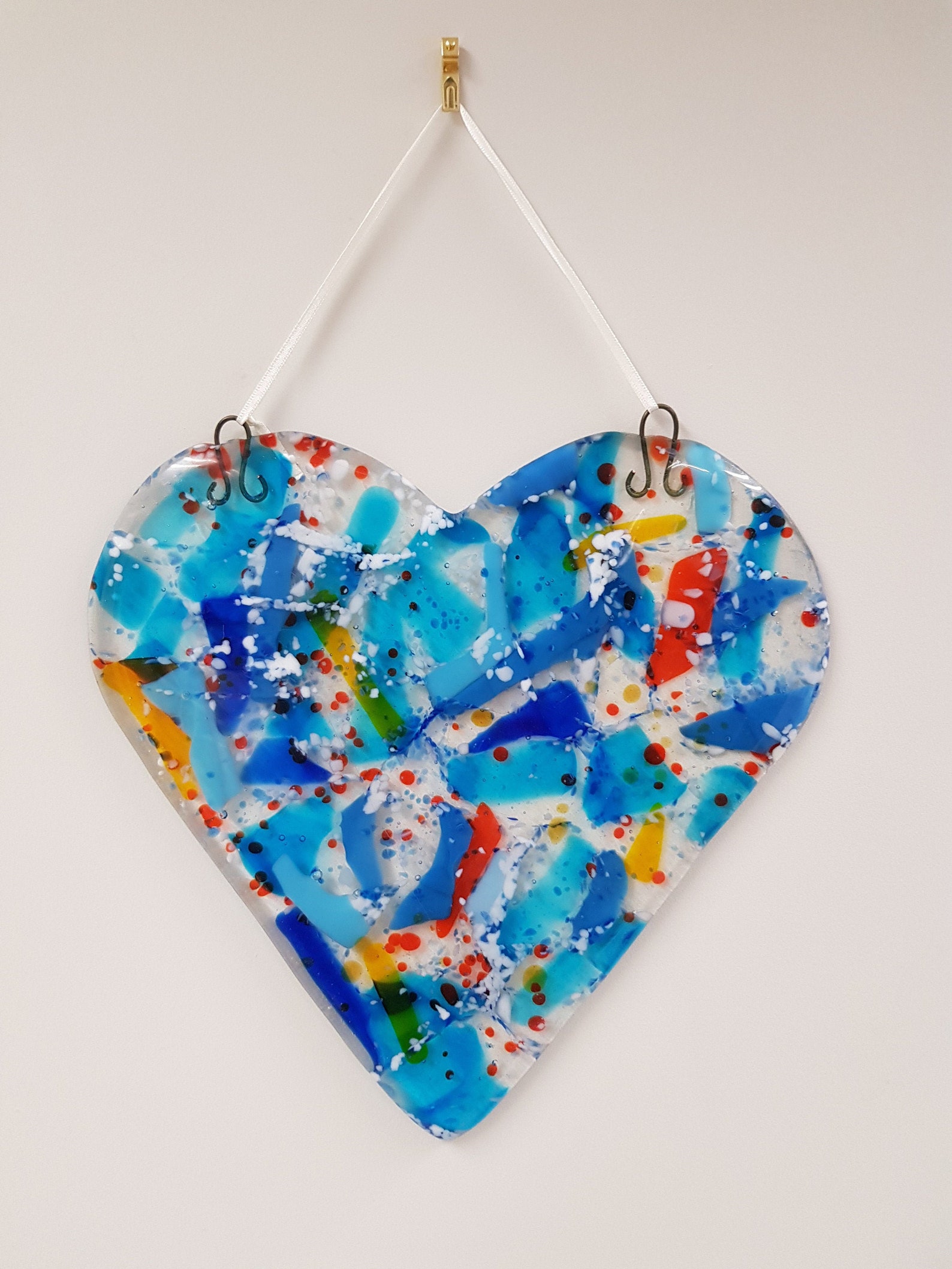 Large Fused Glass Heart - Etsy UK