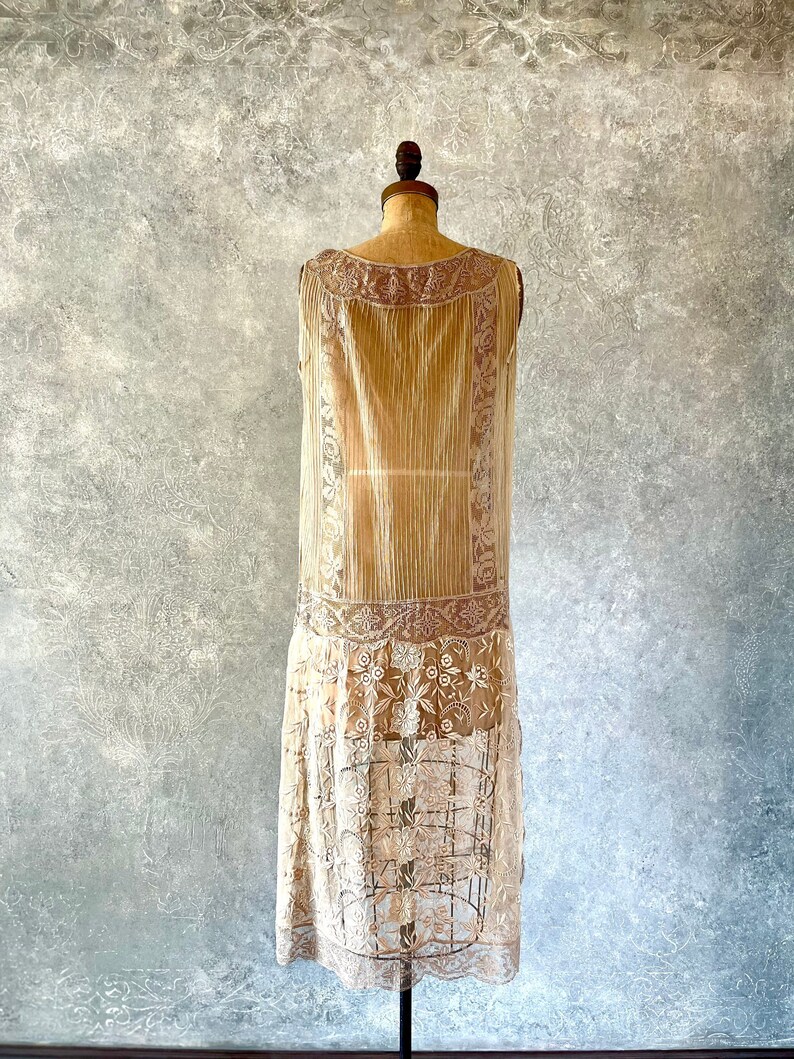 Vintage 1920s Ecru Net Lace Dress / Flapper Wedding Dress / - Etsy