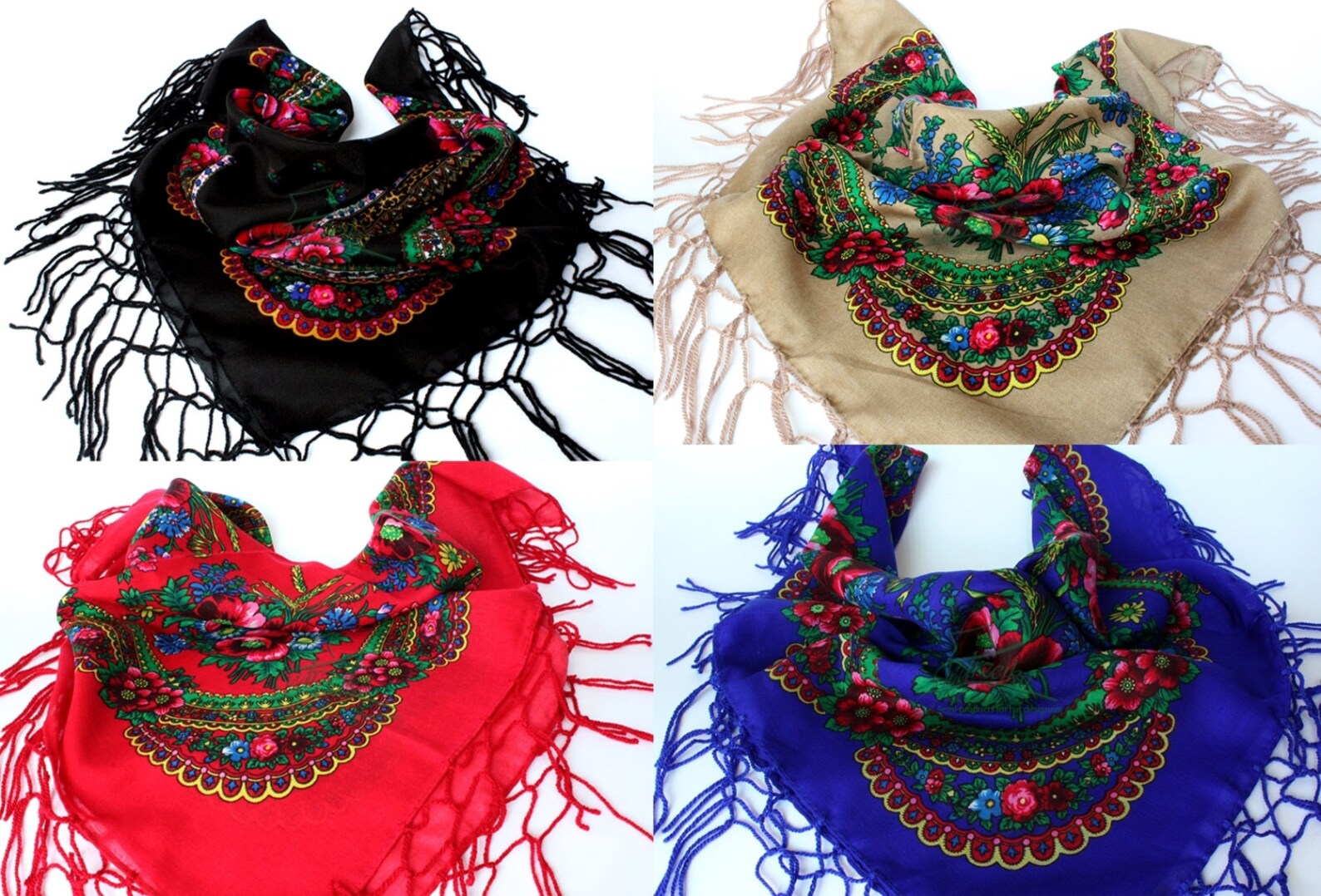 Beautiful Shawl Scarf in 14 Colors With Flower Patterns and - Etsy