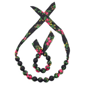 SET Folk Necklace + Bracelet in Scarf Corals Handmade Chaplet 5 Colors ...