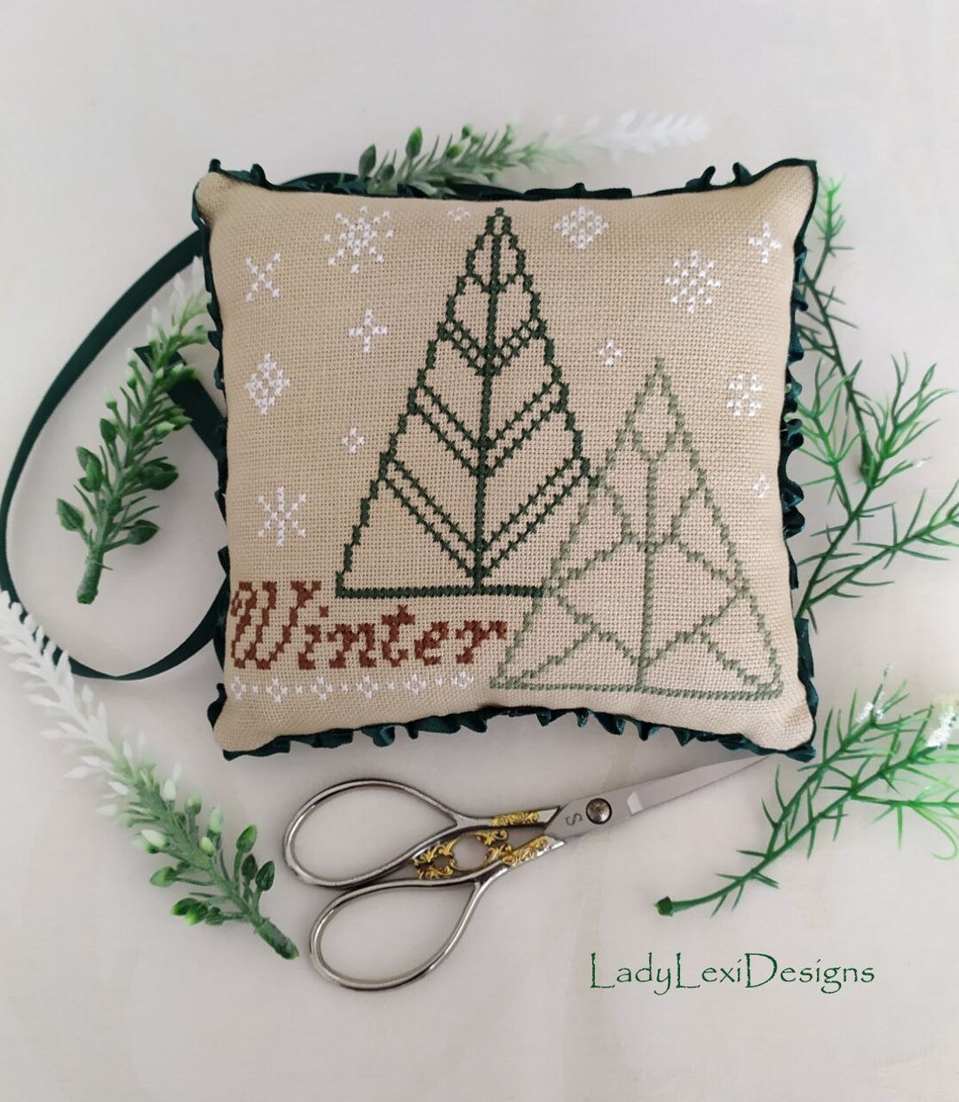 Winter Trees Cross Stitch Pattern, Snowflake Cross Stitch, Christmas ...
