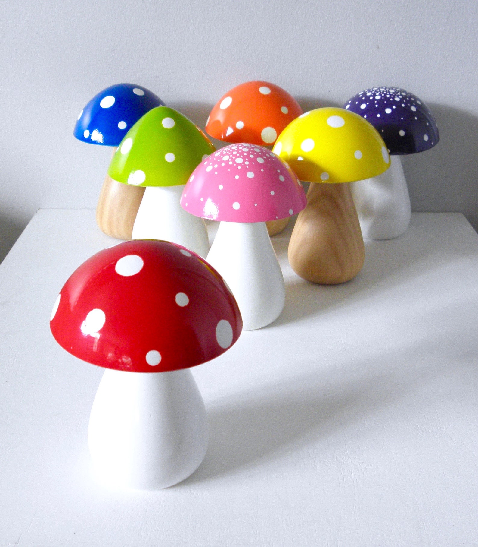 Trippy Toadstool Wooden Mushroom Wood Stem / Purple With | Etsy