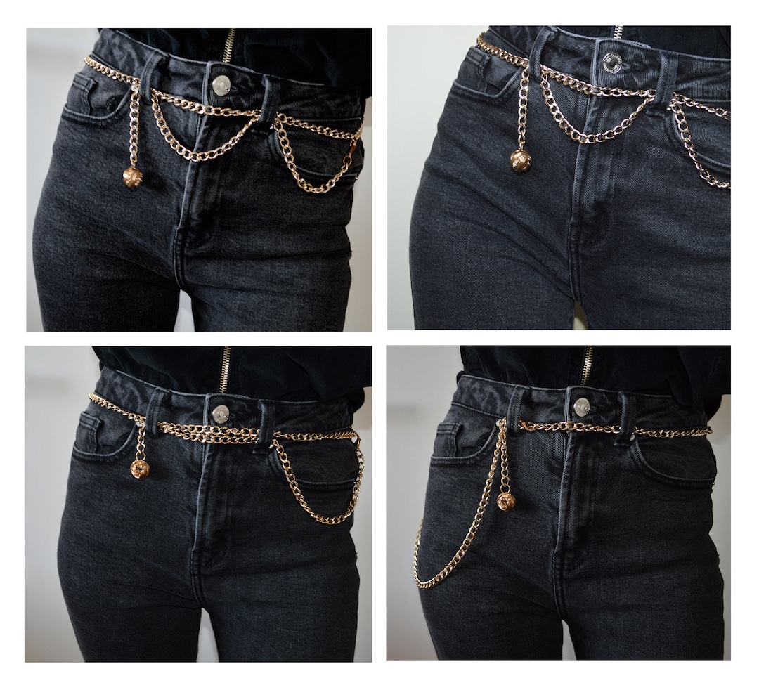 Vintage Metal Chain Belt Golden Color 90s Chain / Retro Adjustable ...