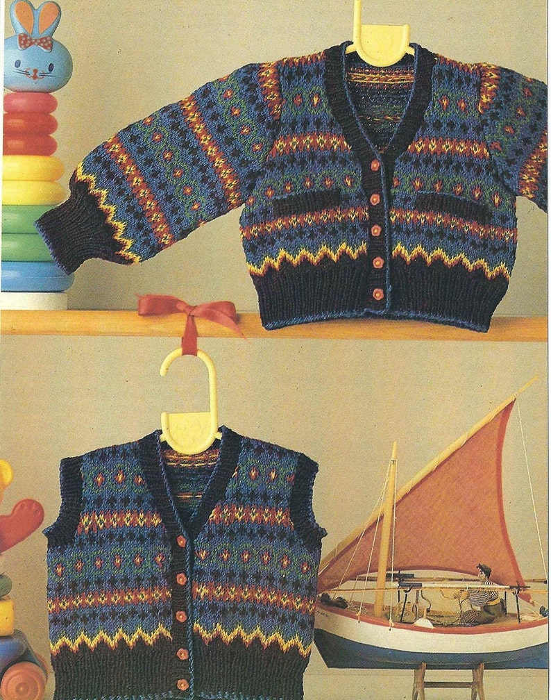 1980'S Vintage Knitting Pattern Toddlers Knitted Fair Isle Design ...