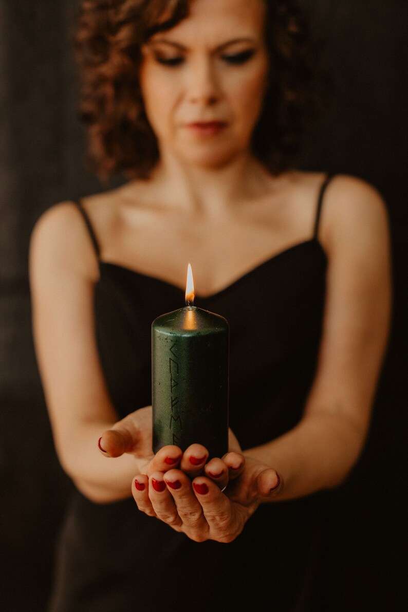 Candle With Runes, Prosperity Glow Rune Candle, Runes Jera, Uruz ...