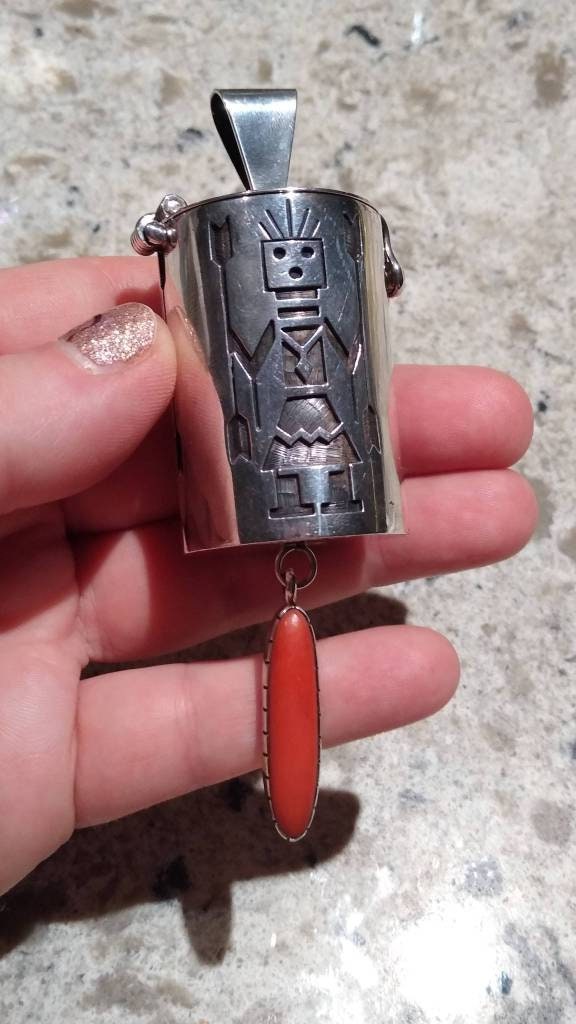Native American Hopi Sterling Silver Box Vessel Pendant With - Etsy