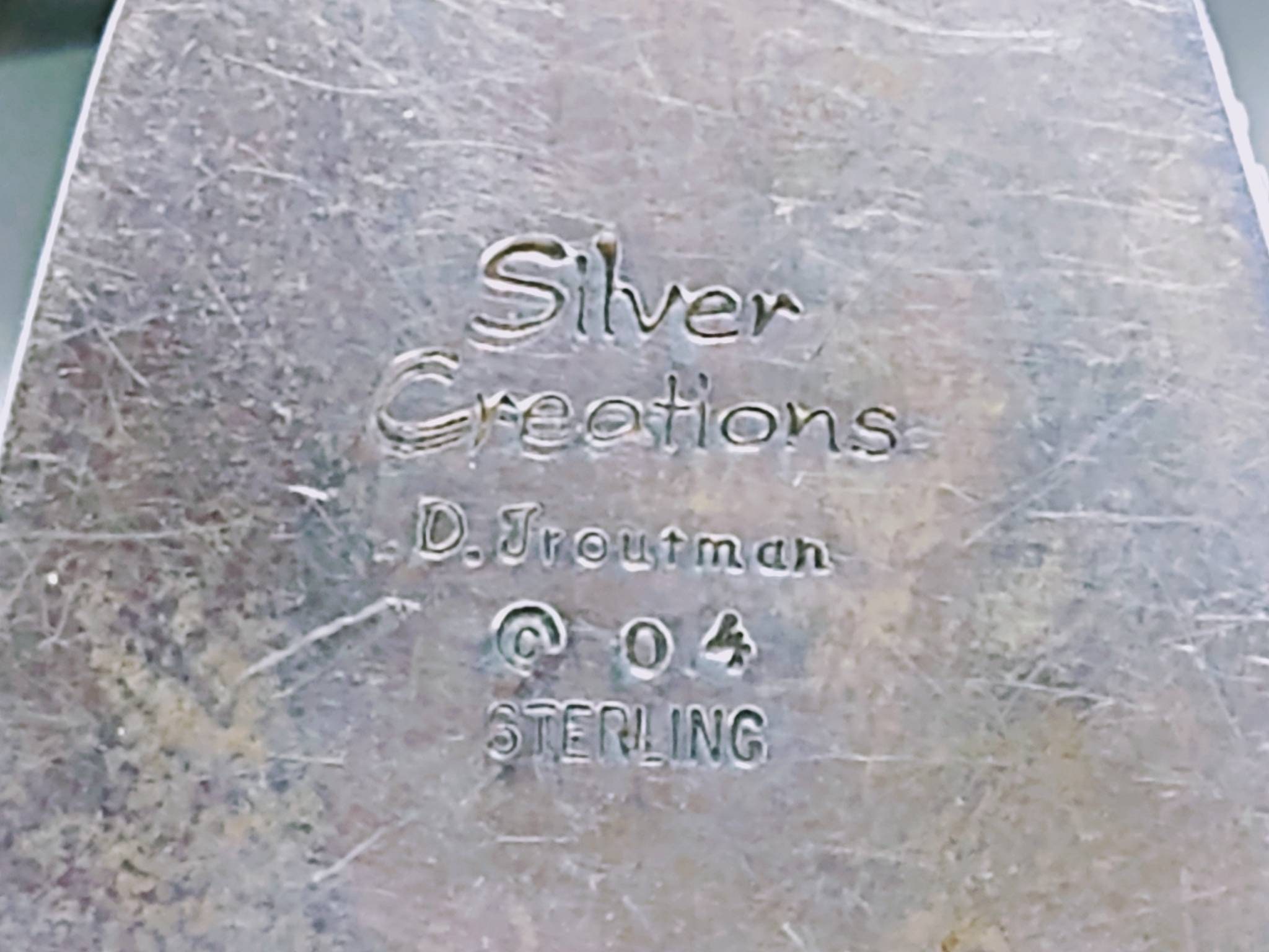 D. Troutman Navajo Silver Creations 4" Gaspeite and Pink Opal Cross ...