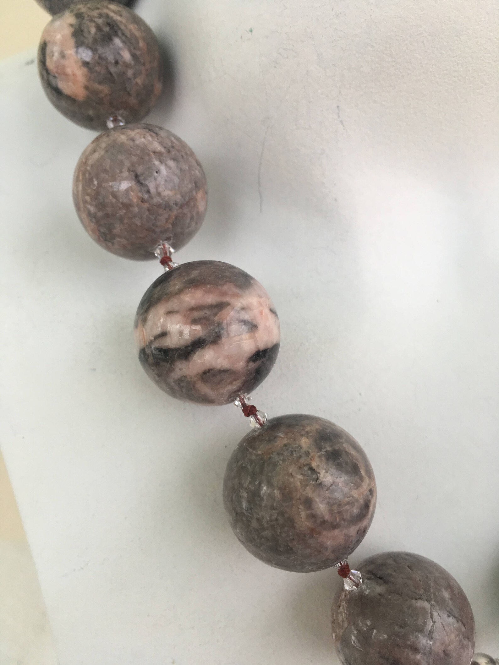 Opal Geode Necklace, Hand Knotted, Pink Opal, Natural Geode Pendant, 3 ...