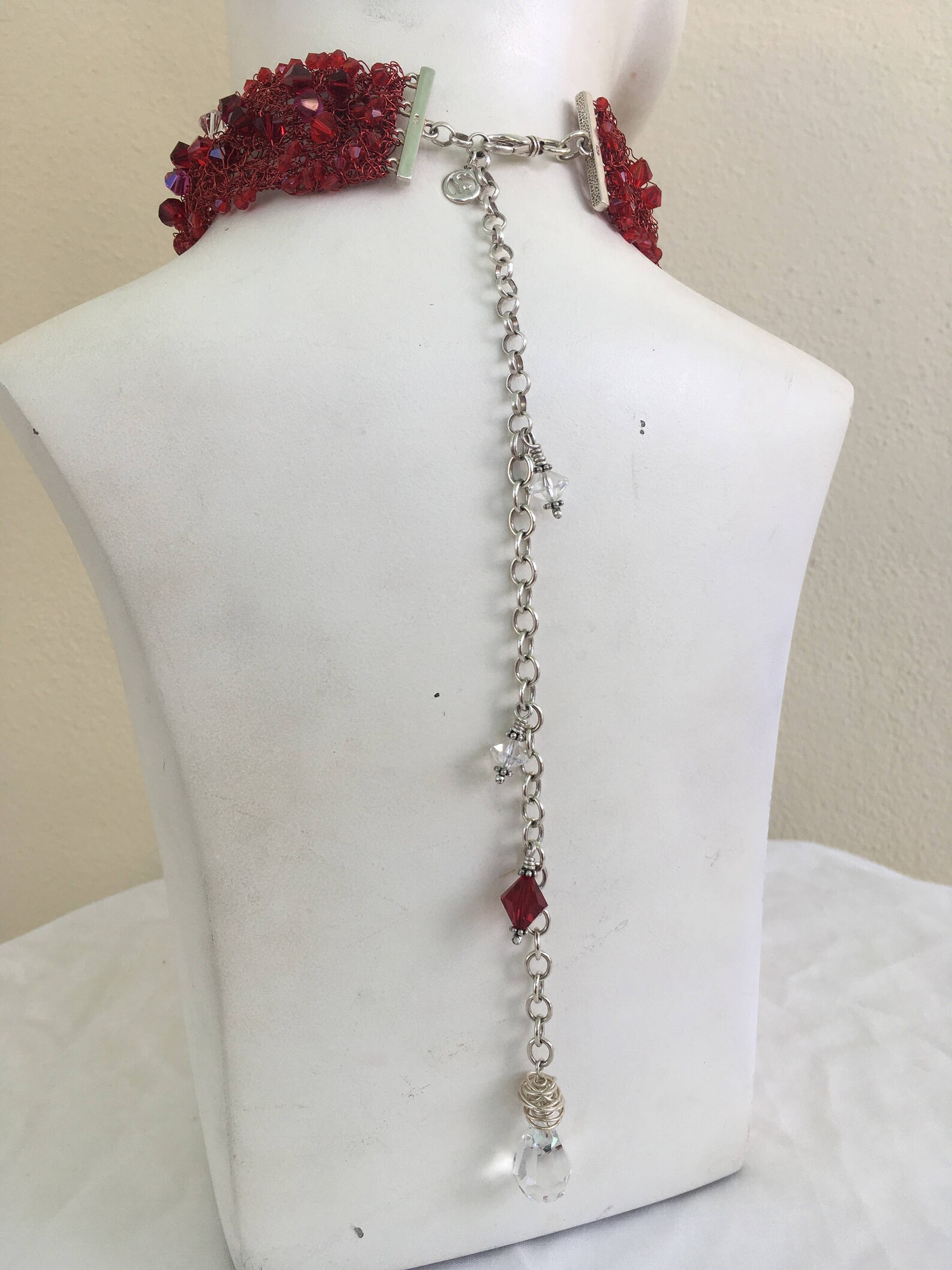 Red Mesh Choker Woven Red Enamel Wire Over Copper Swarovski - Etsy