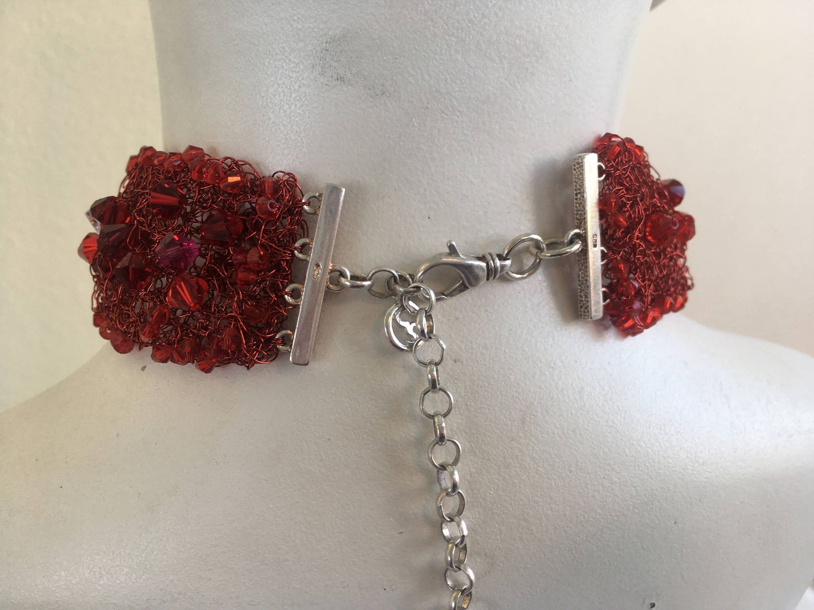 Red Mesh Choker Woven Red Enamel Wire Over Copper Swarovski - Etsy