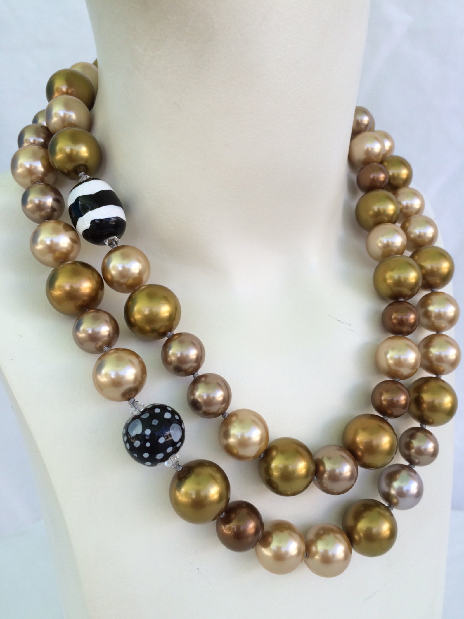 One- of -a- Kind Majorca Pearls, Hand Knotted 10-14 Mm Pearls, Black ...