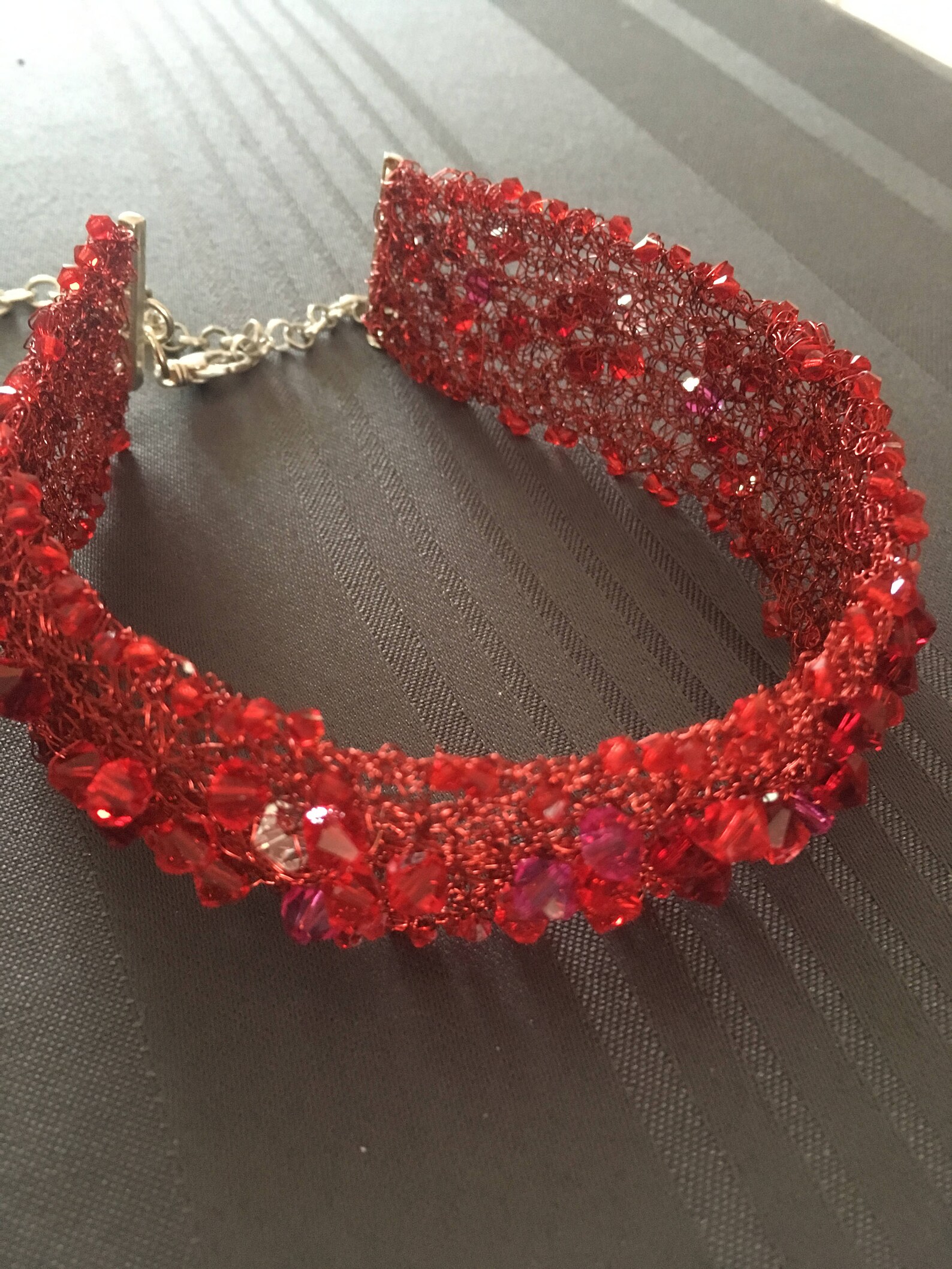 Red Mesh Choker Woven Red Enamel Wire Over Copper Swarovski - Etsy