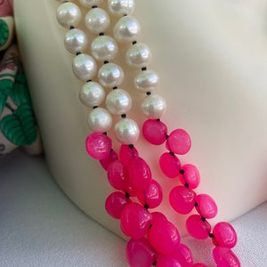 Hot Pink Gem Pearls, Fresh Water Pearls, 120 Chalcedony Briolettes ...