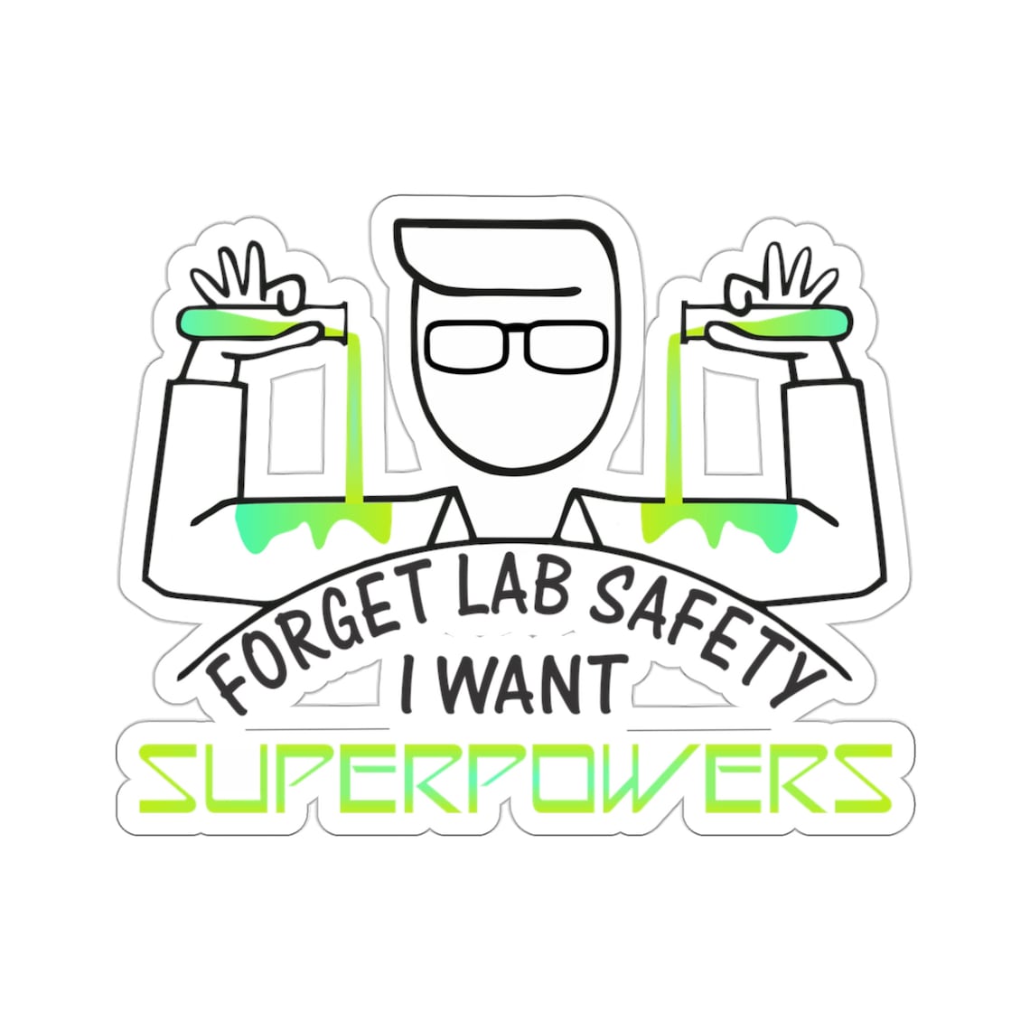 Science Sticker Lab Safety Sticker Superpower Sticker Male Scientist ...
