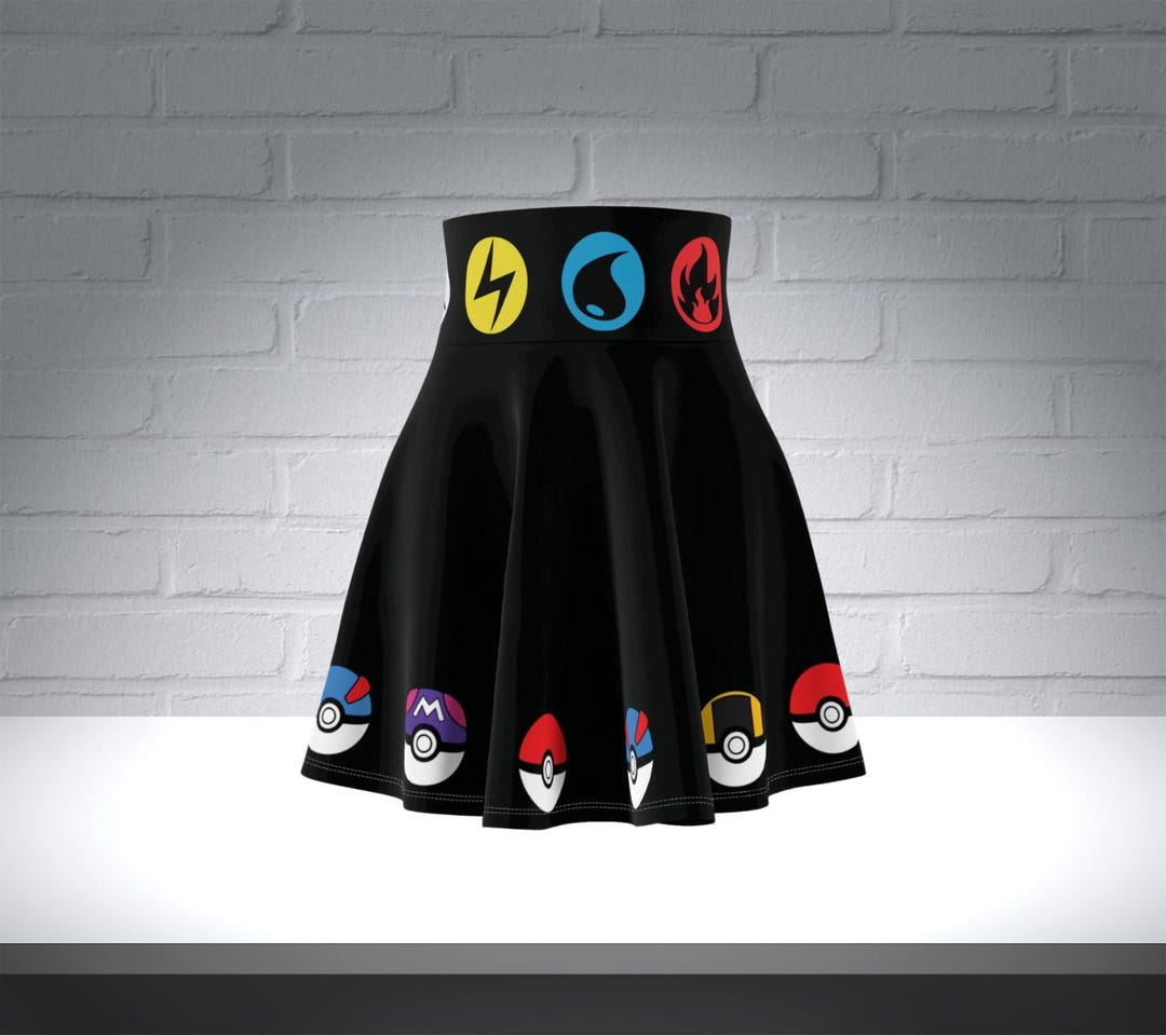 Pokemon Skirt, Pokeball Energy Skirt, Pokemon Dress, Pokemon Clothing ...