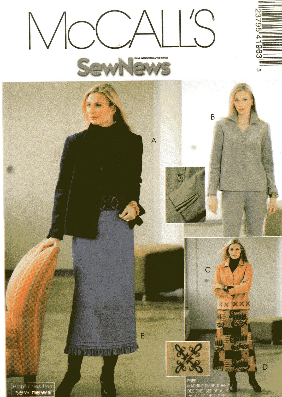 Mccall's Sew News Pattern 4196 JACKETS PANTS & SKIRTS Misses Sizes 18 ...