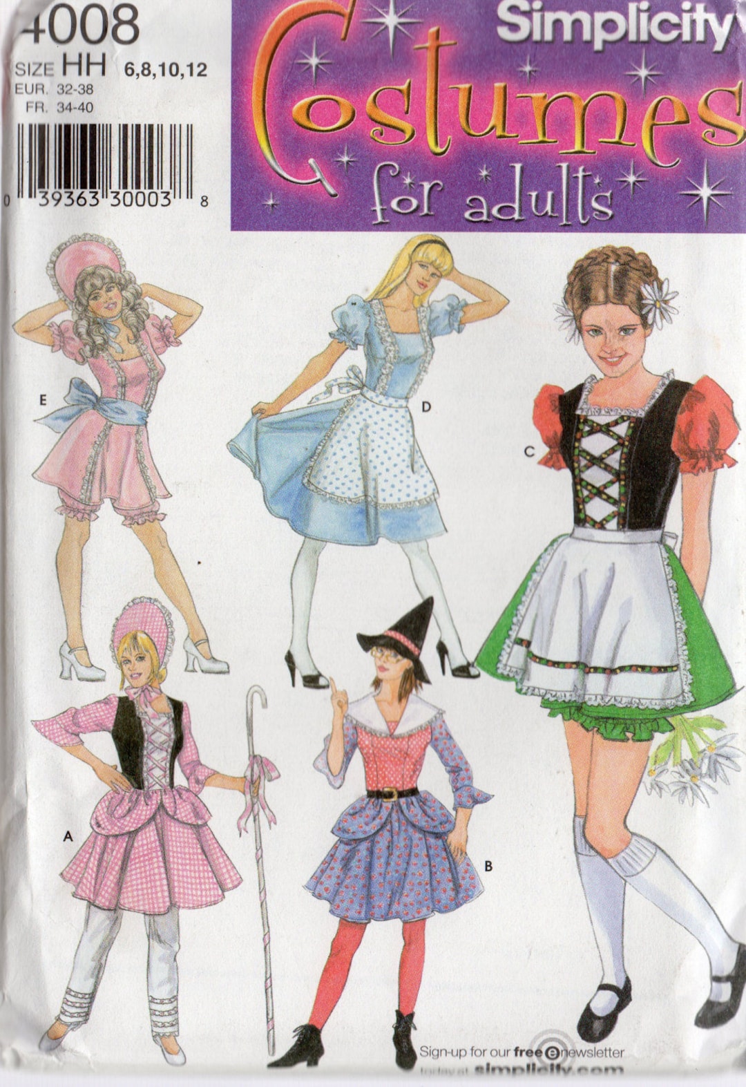 STORYBOOK CHARACTERS Simplicity Costumes Pattern for Adults 4008 Misses ...