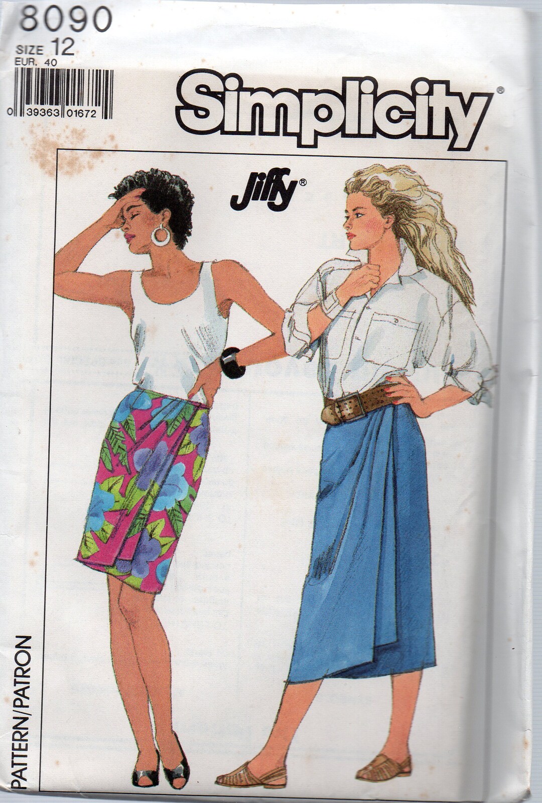 Vintage 1986 Simplicity Jiffy Pattern 8090 WRAP SKIRT Miss Size 12 - Etsy